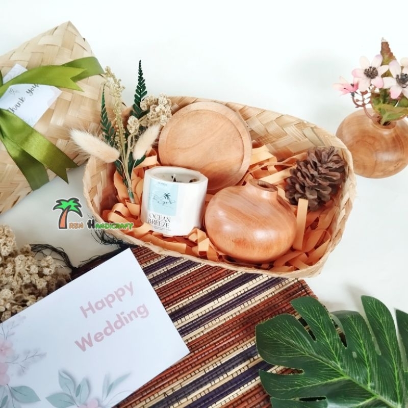 Jual ARENHANDICRAFT Hampers dekorasi rumah / hampers vas bunga kayu ...