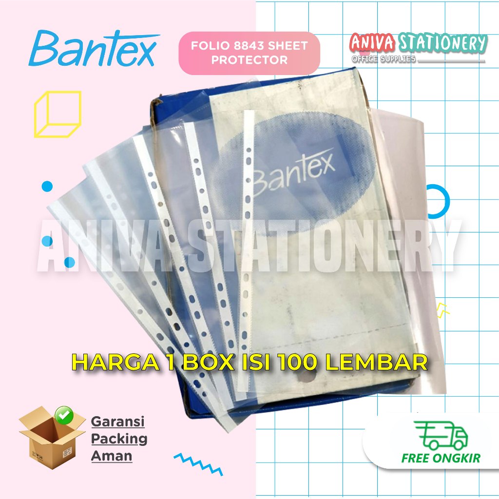 Jual BANTEX SHEET PROTECTOR 8843 PP POCKET ISI 100 LEMBAR UKURAN F4 ...