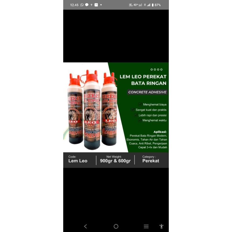 Jual Lem perekat mortal hebel bata ringan LEO 400gr | Shopee Indonesia