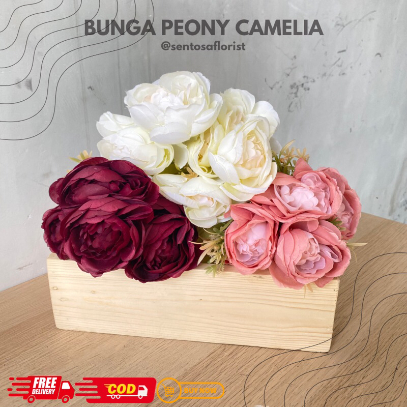 Jual BUNGA PEONY CAMELIA X6 BUCKET/BUNGA PEONY HIAS/BUNGA PEONY CAMELIA ...