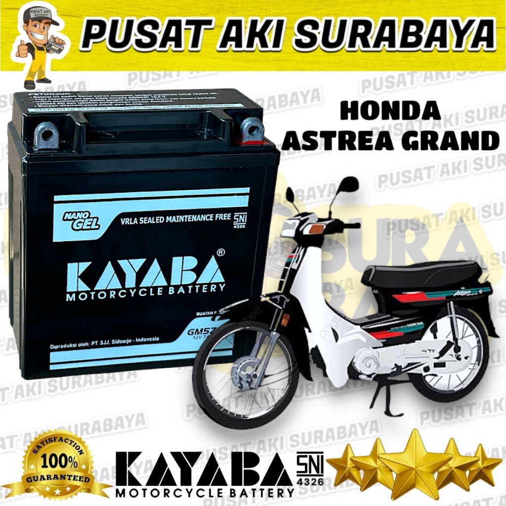 Jual ASLI KAYABA GM5Z GT6A ACCU KERING MOTOR HONDA ASTREA GRAND SUPRA 110 MTX5AL YB5LB YT7C ...