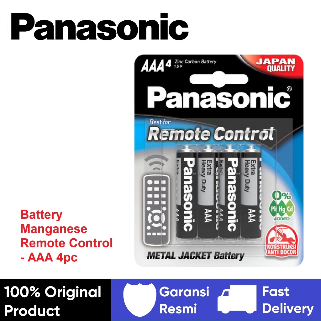 Jual Panasonic Baterai AAA Manganese Hitam 4pc Battery AAA Remote ...
