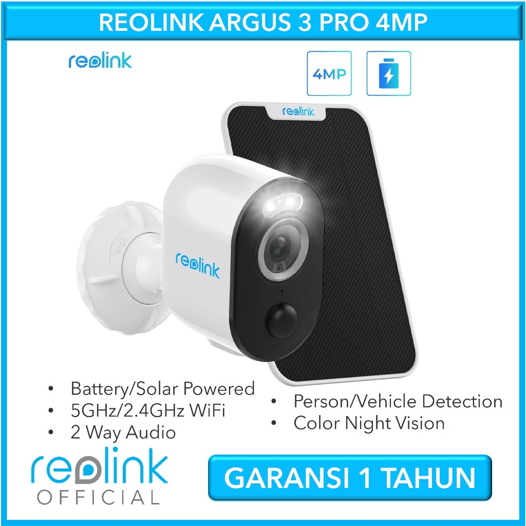 Jual REOLINK Argus 3 PRO 4MP Spotlight WireFree Rechargeable Battery ...