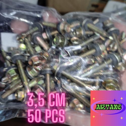 Jual Baut Roofing kanopi baut karet besi 3,5 cm per 50pcs | Shopee ...