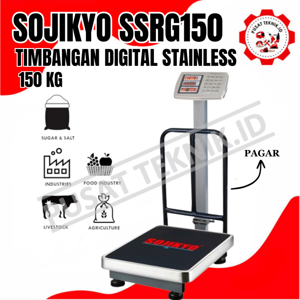 Jual Timbangan Digital SOJIKYO 150kg/Stainless Steel platform + Pagar ...