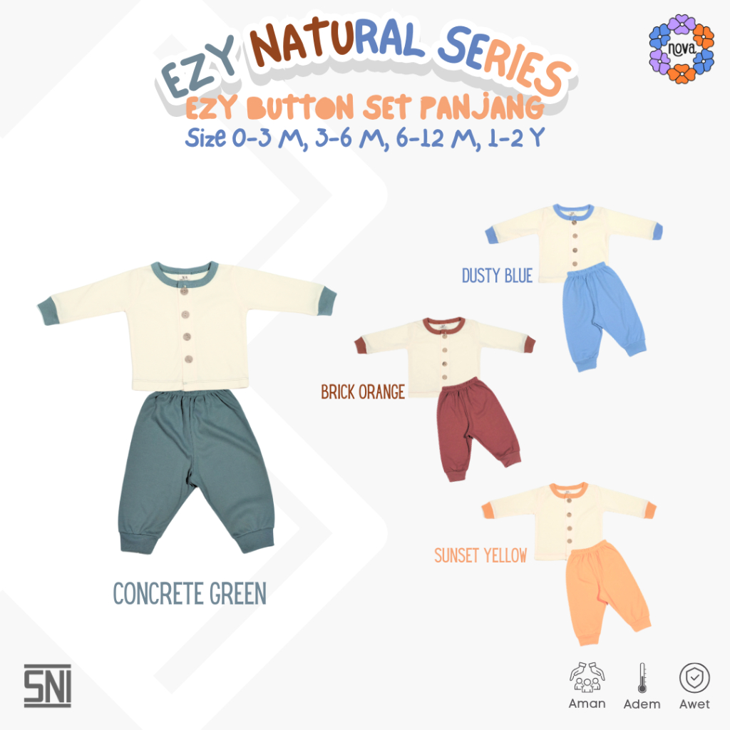 Jual NOVA EZY Natural Series - Ezy Button Set Panjang - Setelan Bayi ...