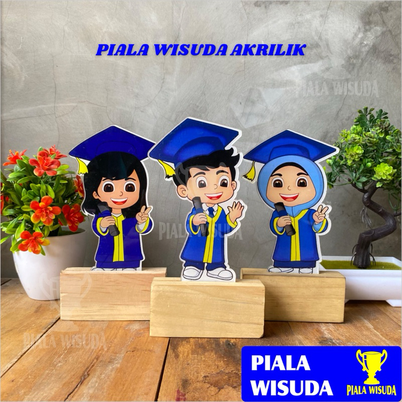 Jual Piala wisuda hijab ( WARNA BIRU ), piala kelulusan, piala TK ...