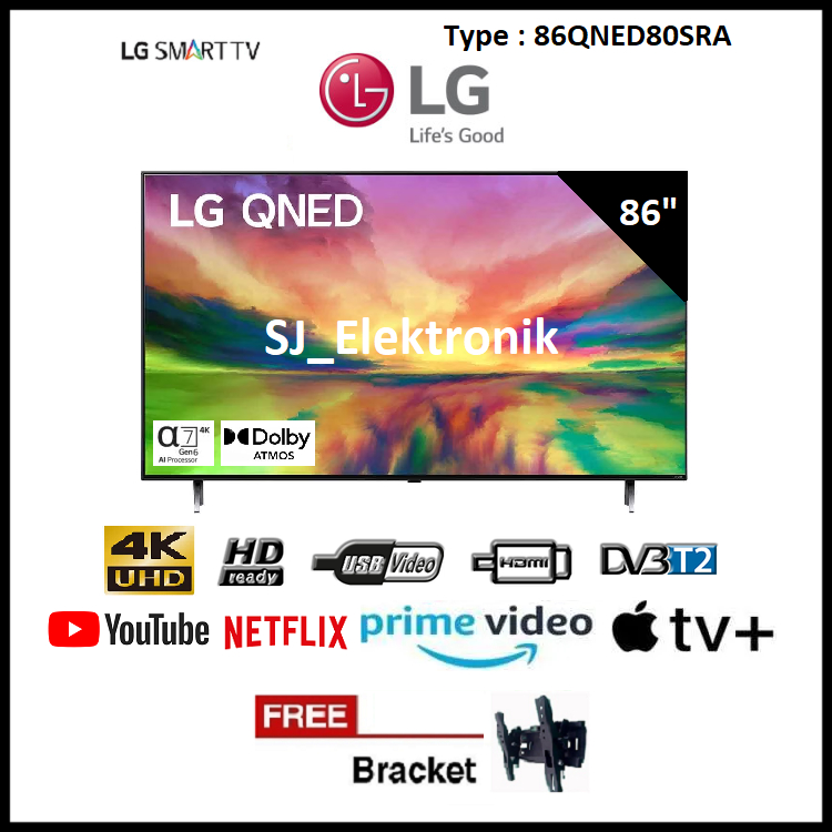 Jual (KHUSUS LUAR KOTA) Braket + LG QNED 86 Inch 86QNED80SRA - 86QNED80 UHD 4K Smart TV QNED80 ...