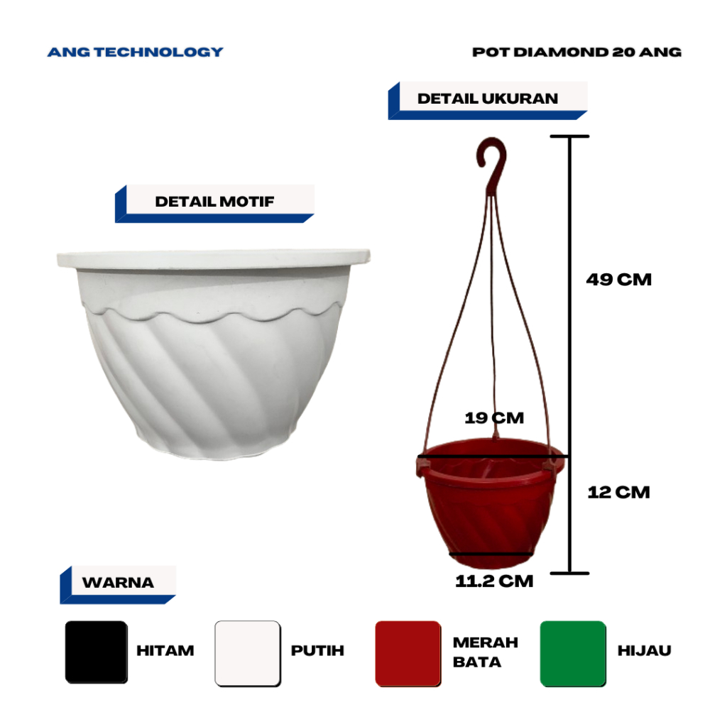 Jual POT GANTUNG DIAMOND / Pot Bunga Tanaman pumba Murah / DEKORASI POT ...