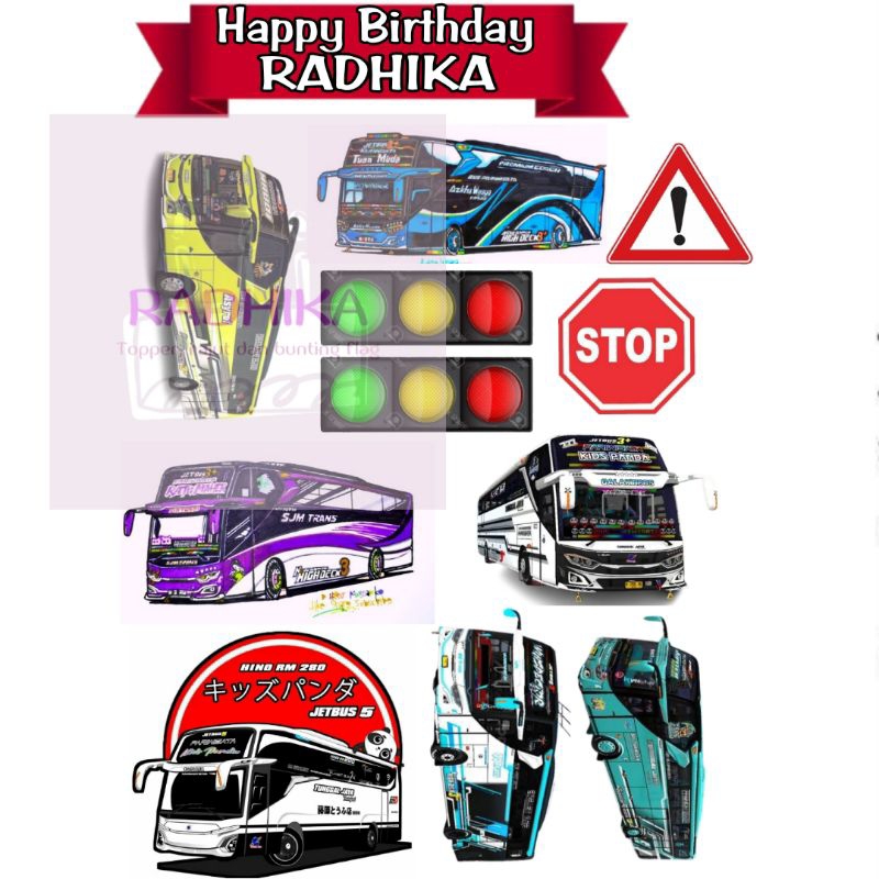 Jual Topper kue basuri jetbus om telolet bus pariwisata custom nama ...