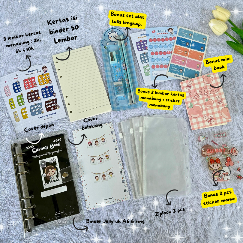 Jual Paket Binder Keuangan Nabung Murah Lengkap Super Lucu A6, Binder ...
