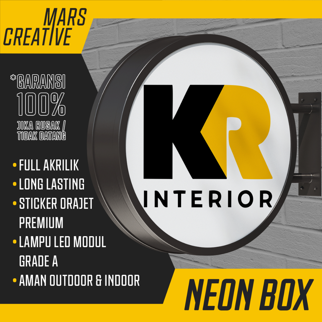 Jual Neon Box Indoor Outdoor Ukuran 60cm x 60cm Premium Custom 2 Sisi ...