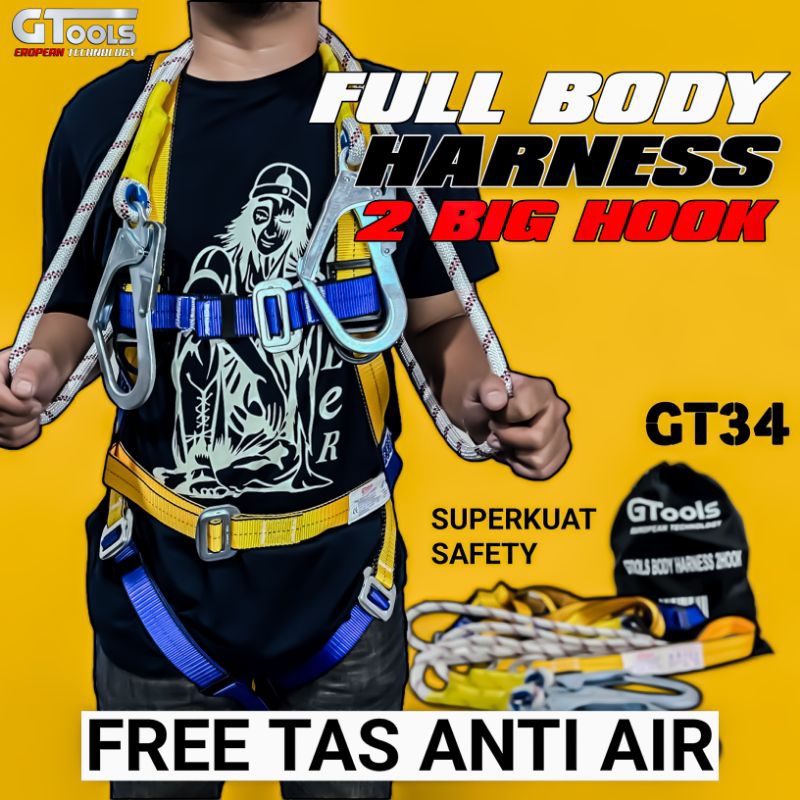 Jual GTOOLS full body harness absorber 2 double big hook besar dua ...