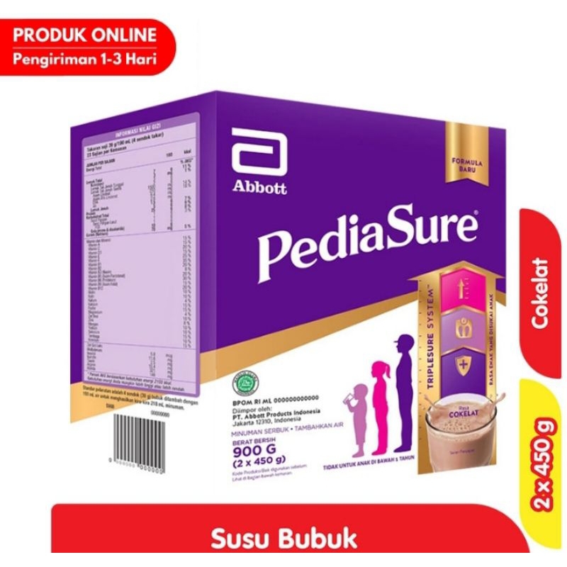 Jual PediaSure Triplesure Susu Formula Pertumbuhan Anak Cokelat 2 x 450g | Shopee Indonesia