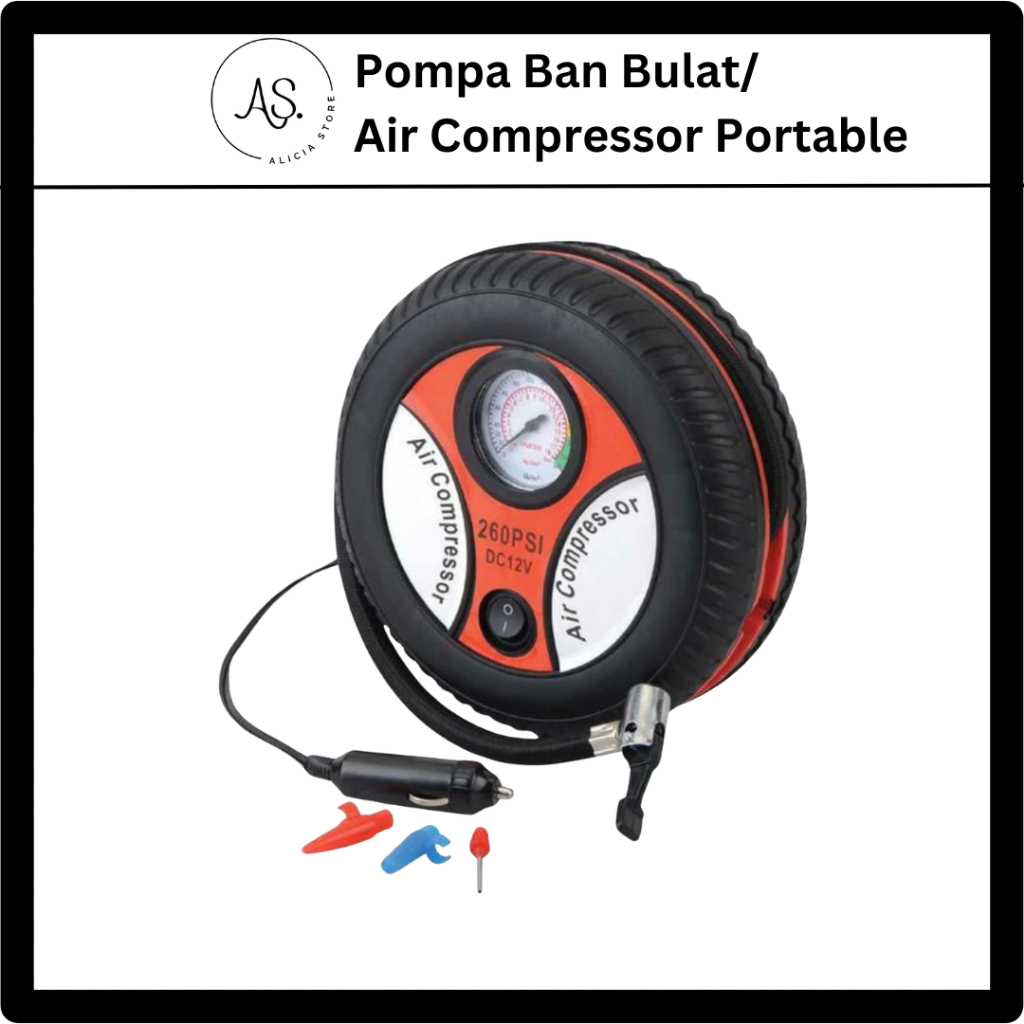 Jual AS Pompa Ban Bulat / Air Compressor Portable | Shopee Indonesia