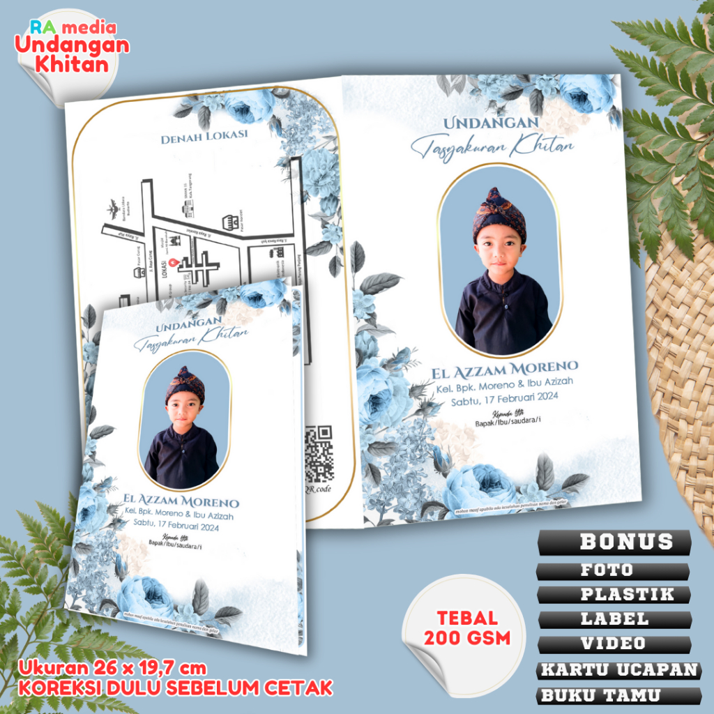 Jual Undangan sunatan Khitanan Bahan Tic Paper tebal 200 GSM kode H7 ...