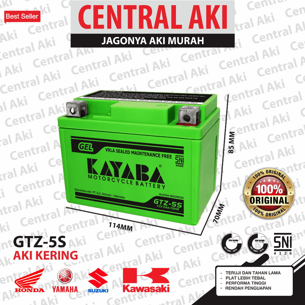 Jual Aki Motor KAYABA HIJAU GTZ5S PREMIUM Aki Kering HONDA BEAT VARIO 110 SCOOPY SUPRA X 125 ...