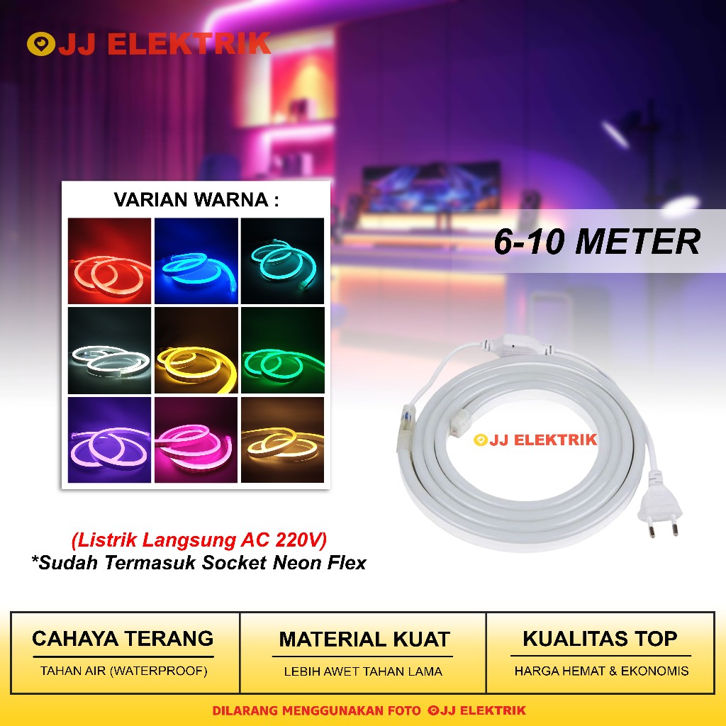 Jual Paket Nyala 6-10 Meter Neon Flex Lampu LED Strip Selang Flexible ...