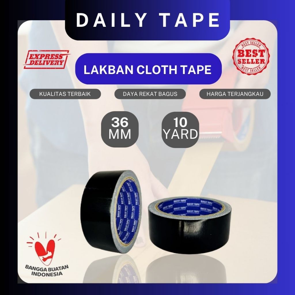 Jual Lakban Kain / Cloth Tape DAILY TAPE 36mm x 10 Yard - HITAM ...