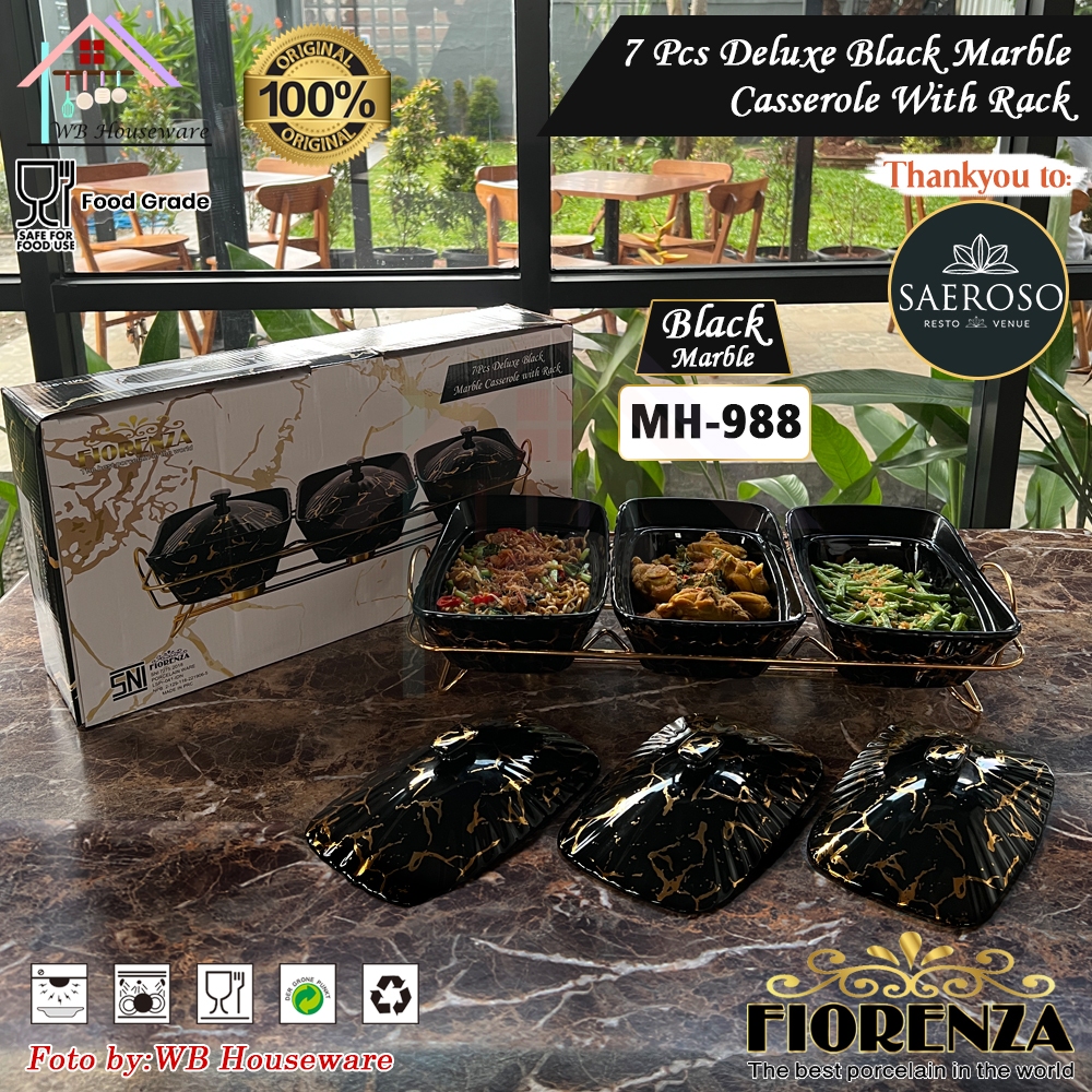 Jual FIORENZA prasmanan set segi isi 3 + tutup + rak motif marble ...