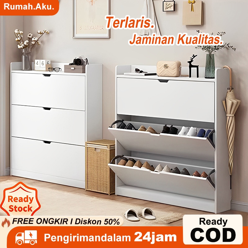 Jual Lemari Sepatu 3 Lapisan Rak Sepatu Susun Tertutup Shoes Cabinet ...