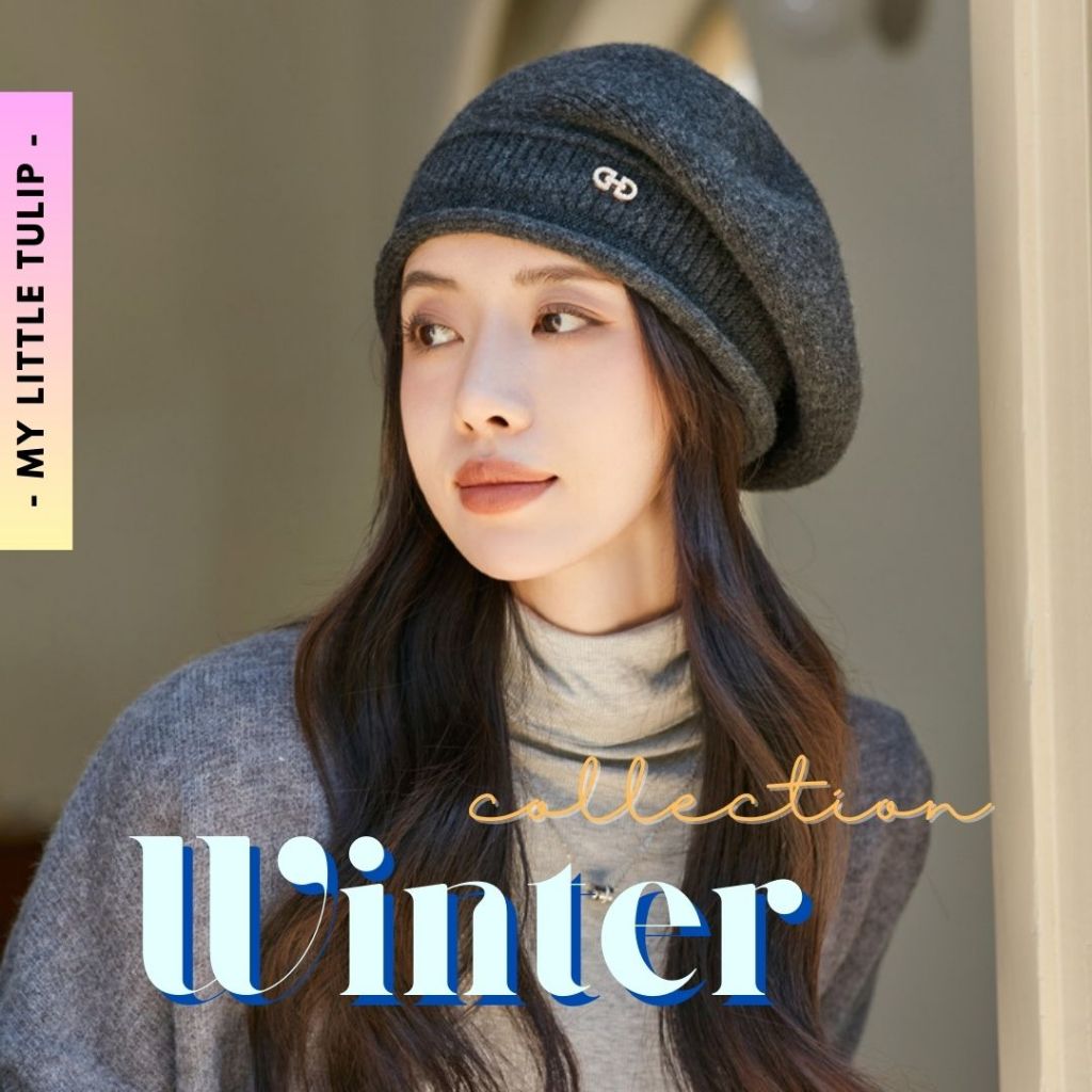 Jual Topi Baret Rajut Knitted Winter Beret Topi Fashion Wanita Cantik ...