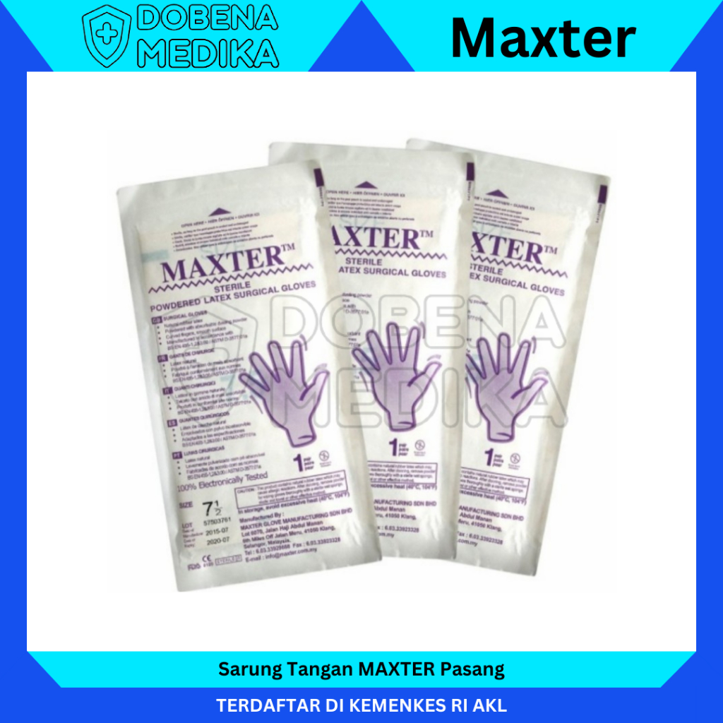 Jual Maxter Gloves 6 6,5 7 7,5 8 Sarung Tangan Steril Powdered Latex ...