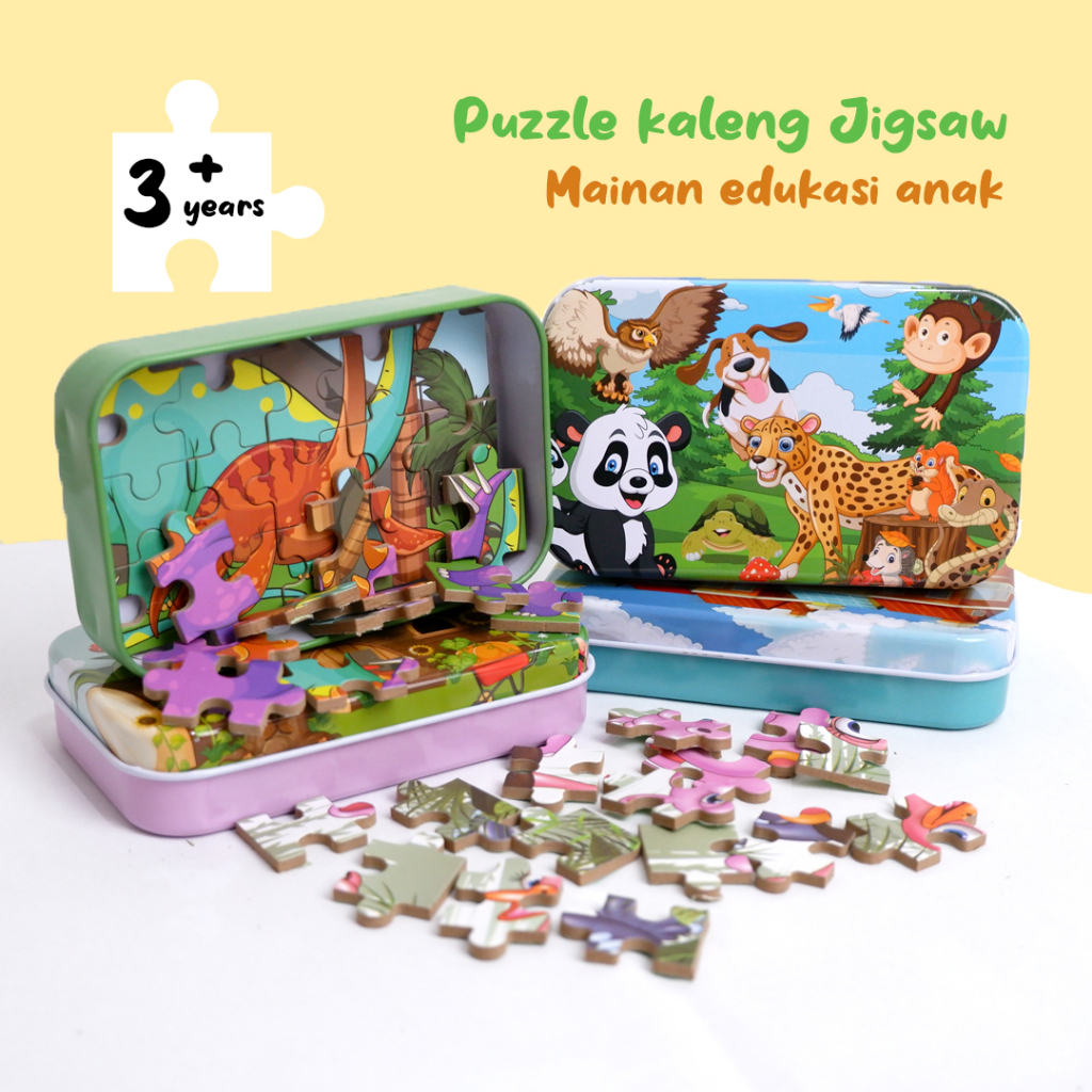 Jual Mainan Anak Puzzle Kaleng 60pcs Wooden Jigsaw Toys Belajar ...