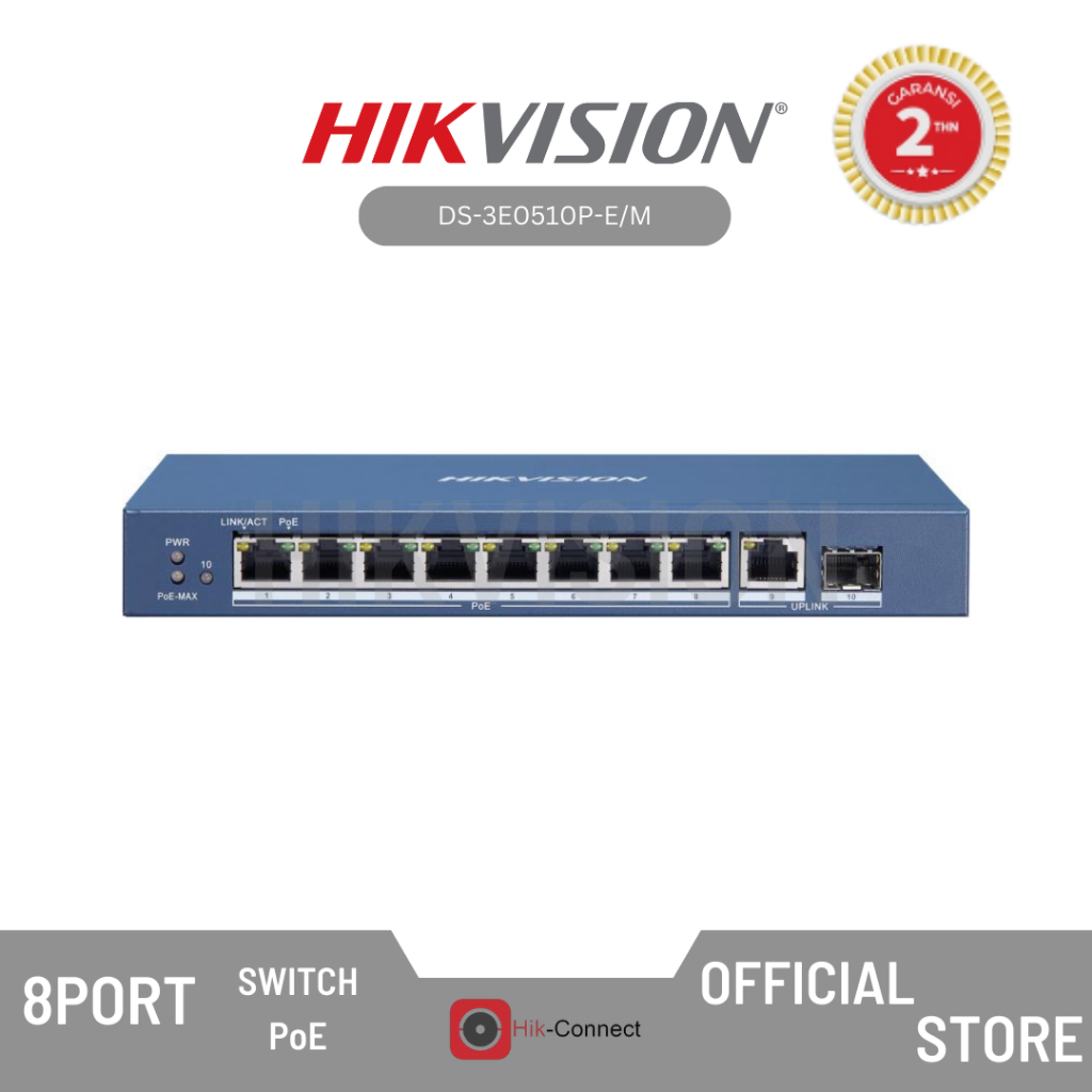 Jual HIKVISION - DS-3E0510P-E/M Switch 8 Port Gigabit Unmanaged POE Original | Shopee Indonesia