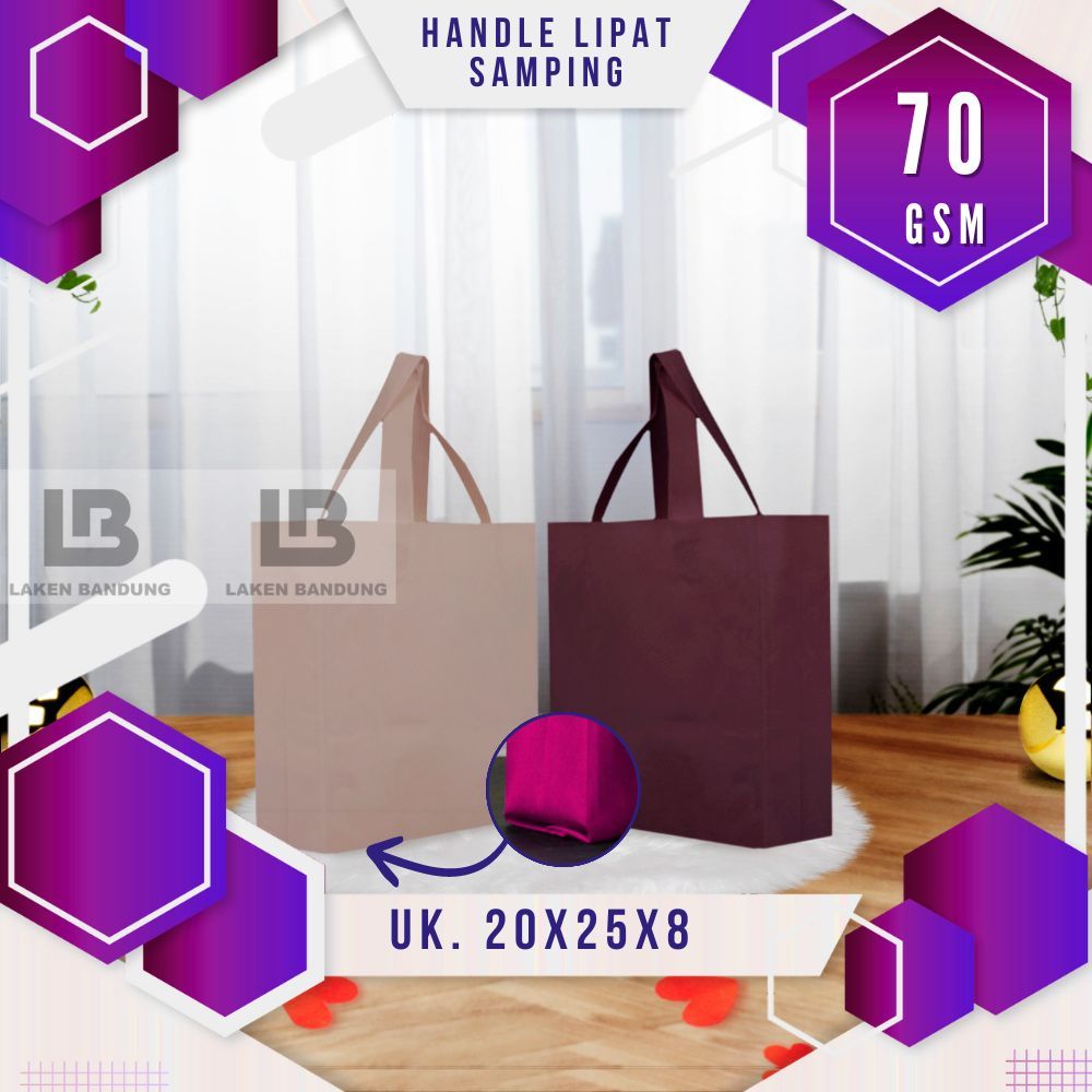Jual HLS 65GSM Tas Spunbond Goodie Bag Laken Model Tali Ukuran 20x25x8 ...