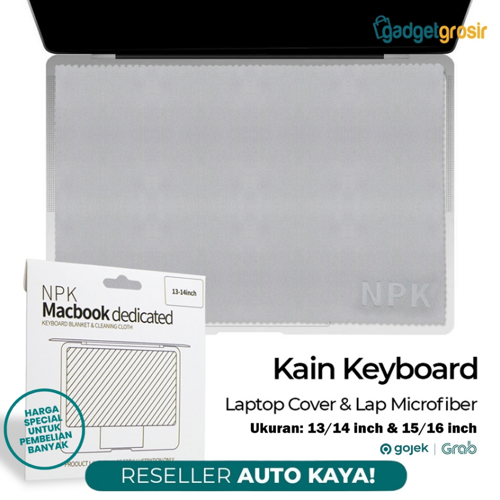 Jual NPK TaffGo Kain Cover Penutup Keyboard Laptop Lap Microfiber 13/14 ...