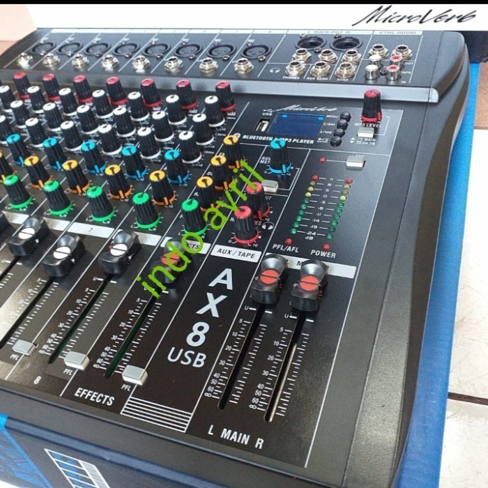 Jual MIXER MICROVERB AX8N (8 CHANEL FULL) USB ,MP3, BLUETOOTH | Shopee ...