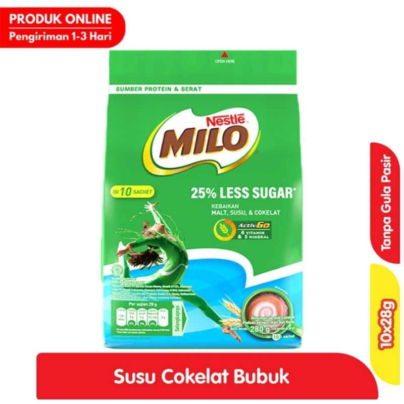 Jual Milo Less Sugar Pouch Bag 10 x 28 g | Shopee Indonesia