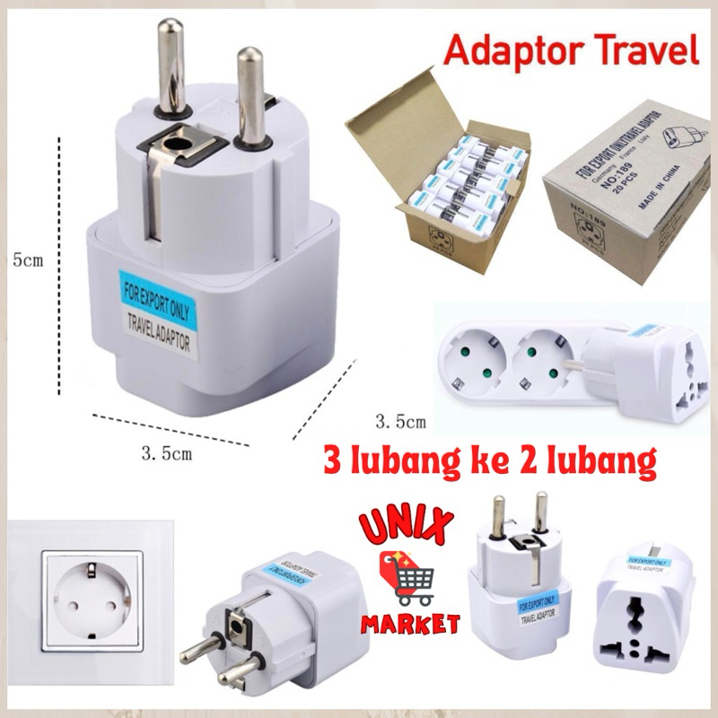 Jual Over Steker Adaptor 3 Kaki Travel Adapter ke 2 Universal (UK + US+ AU) | Shopee Indonesia