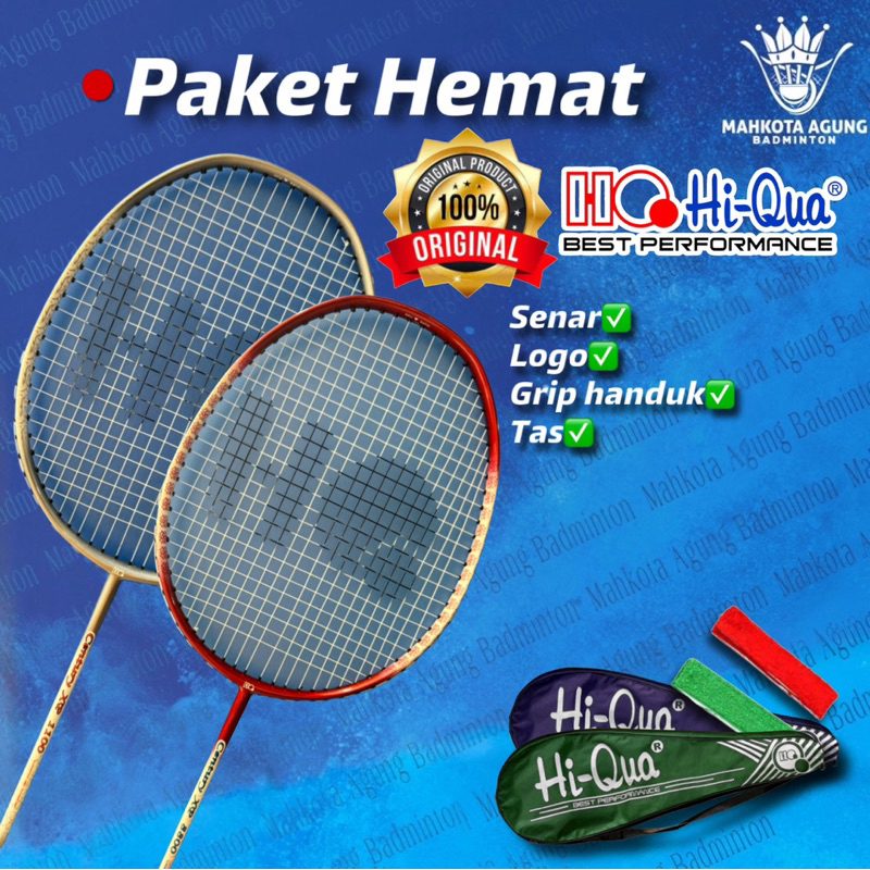 Jual [PAKET HEMAT] RAKET BADMINTON HIQUA ORIGINAL lengkap bonus murah ...