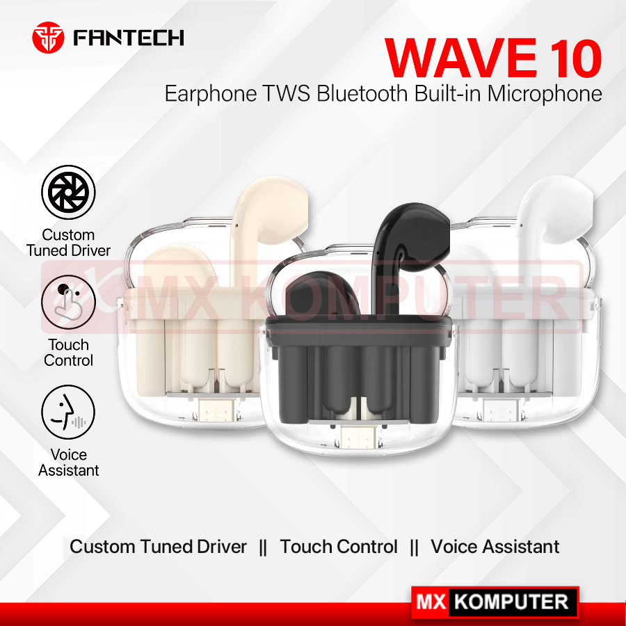 Jual Earphone Fantech TWS Bluetooth Wave 10 TW10 Built-in Microphone ...