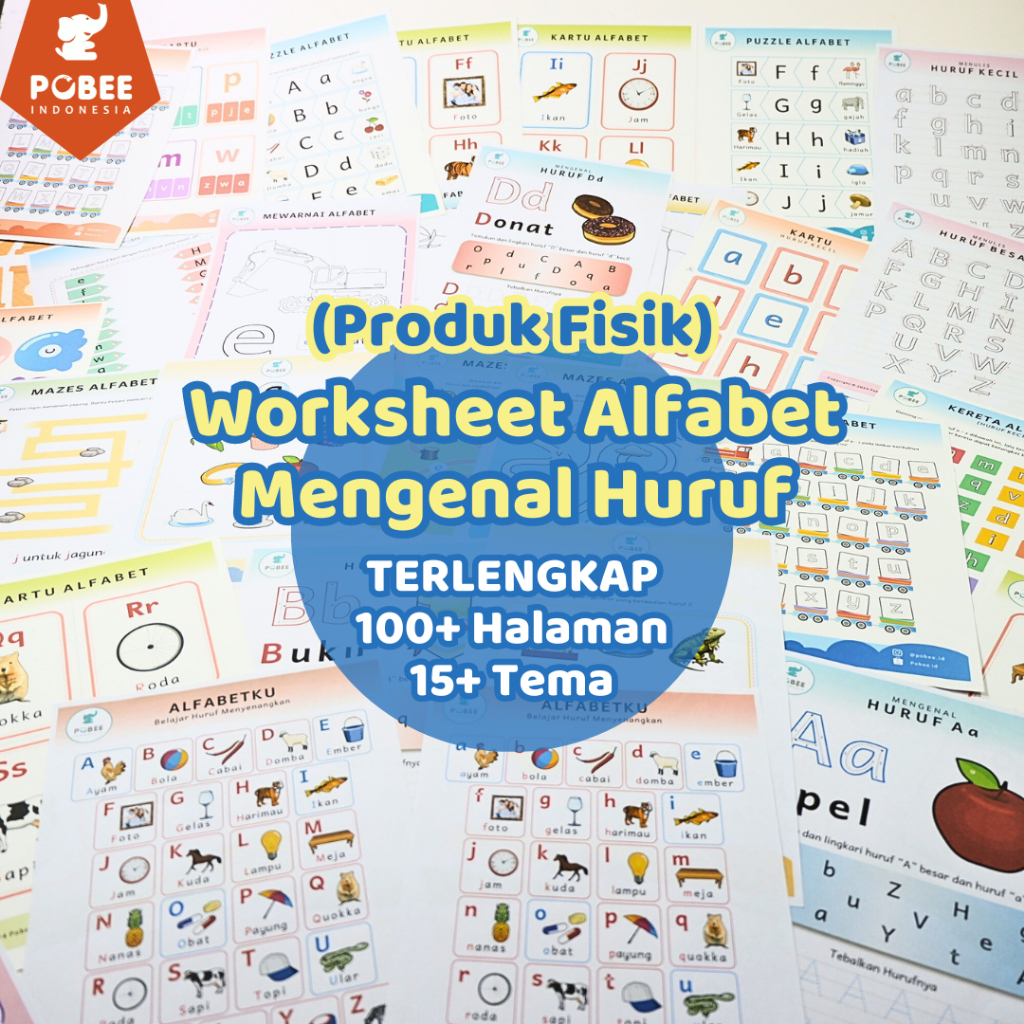 Jual WORKSHEET ALPHABET BELAJAR HURUF TERLENGKAP TK PAUD PRESCHOOL ANAK ...