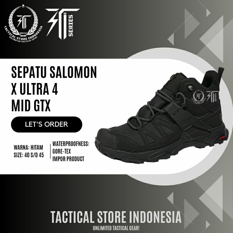 Jual Sepatu Salomon Mid GTX Gore-Tex Hiking - Made in CHN - Hitam ...