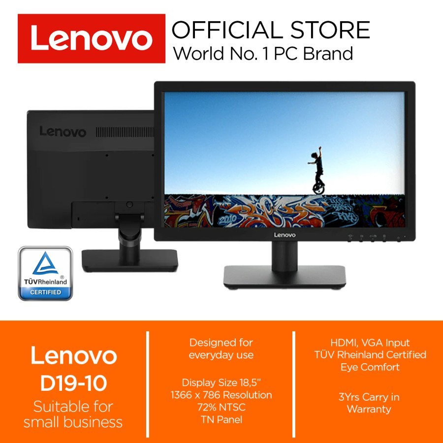 Jual Lenovo D19-10 | 18,5" TN 1366x786 72%NTSC Office Monitor | Shopee ...