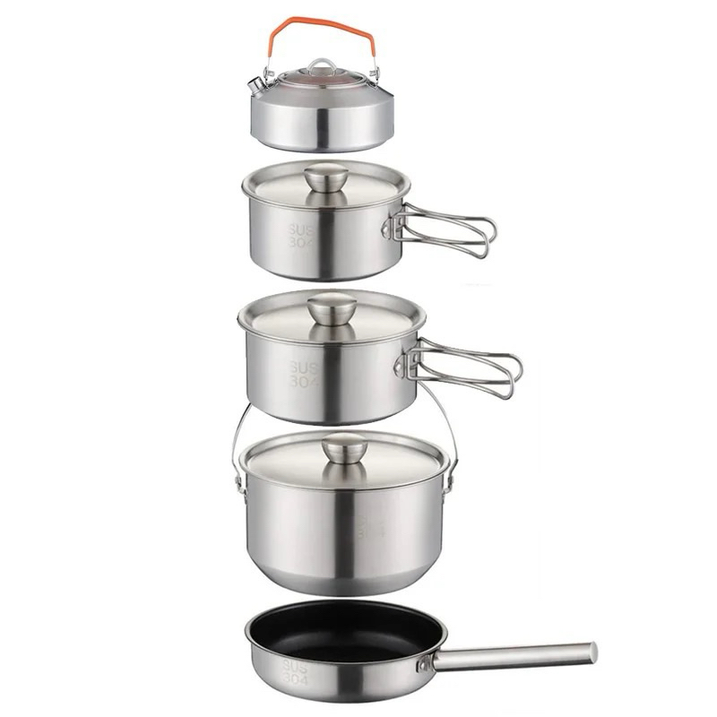 Jual Cooking Set 5-7P SUS 304 | Nesting Alat Masak Outdoor Panci Teko ...