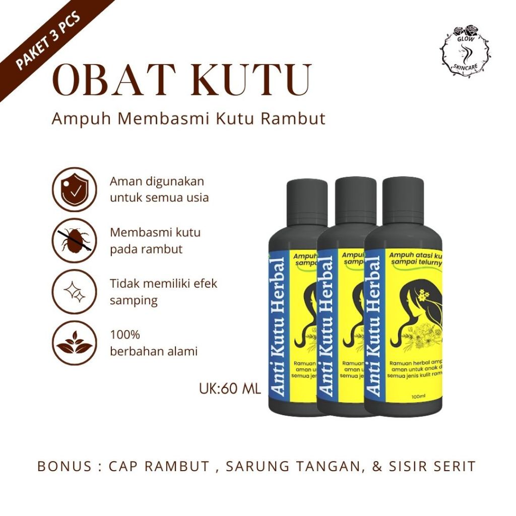 Jual OBAT KUTU RAMBUT 60ML PAKET 3 PCS AMPUH MEMBASMI KUTURAMBUT SAMPAI ...
