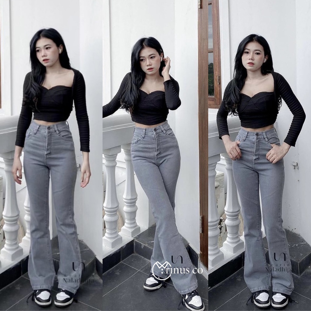 Jual Highwaist Cutbray Loose Wanita Premium - Cutbray Abu Kekinian ...