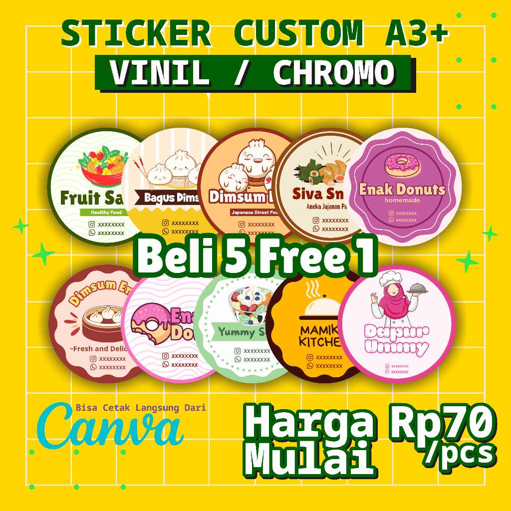 Jual Cetak Stiker Label Olshop Makanan Minuman Murah Sudah Cutting ...