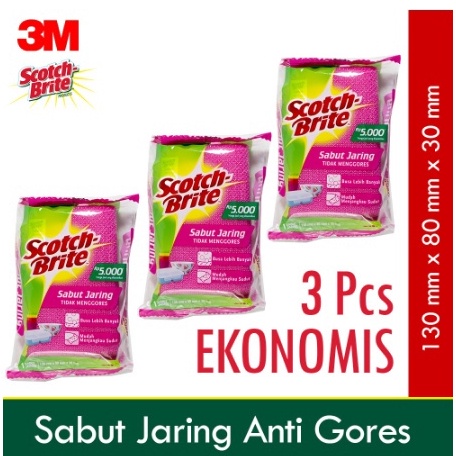 Jual Star 3M Scotch Brite 3 Pcs Sabut Jaring Pink 3M Scotch Brite Sabut ...