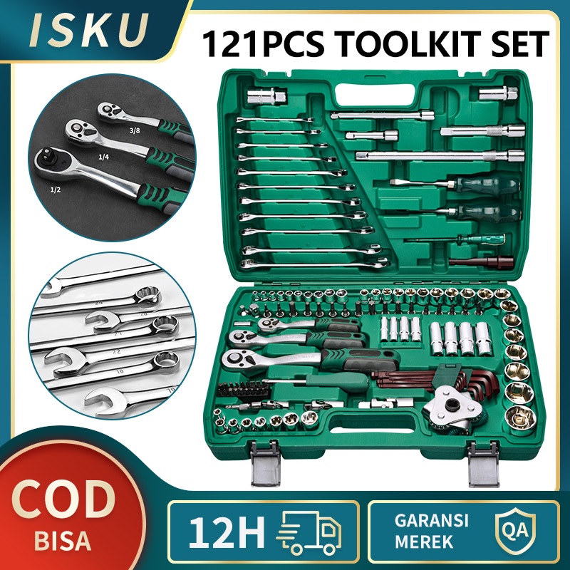 Jual Isku Kunci Shock Set 121pcs-72gigi Tools Set Lengkap 1set Kunci Pas Ratchet Set Mata Sok ...