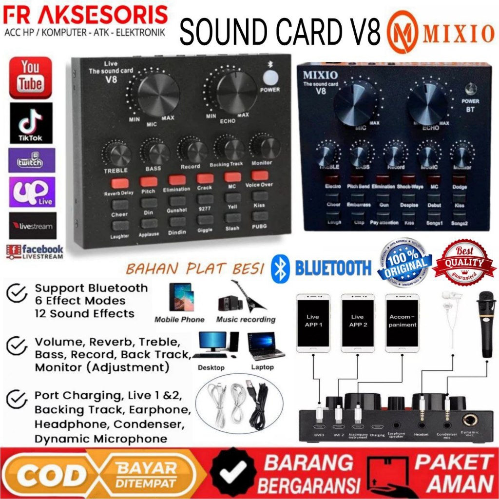 Jual Soundcard V8 Mixer V8 Sound Card V8 Bluetooth MIXER Audio External ...