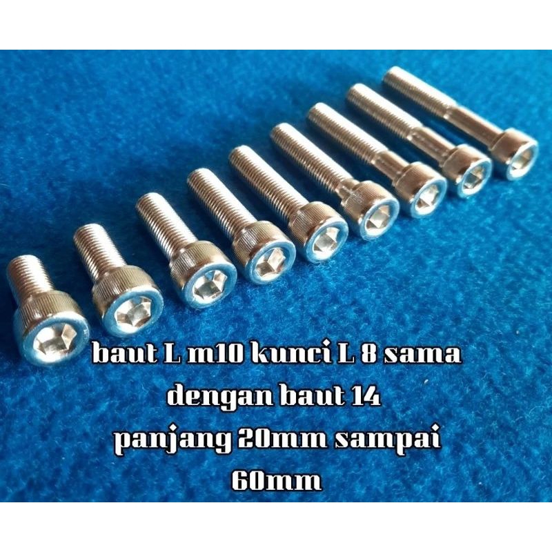 Jual BAUT L M10X20 M10X25 M10X30 M10X35 M10X40 M10X50 STAINLESS (KUNCI ...