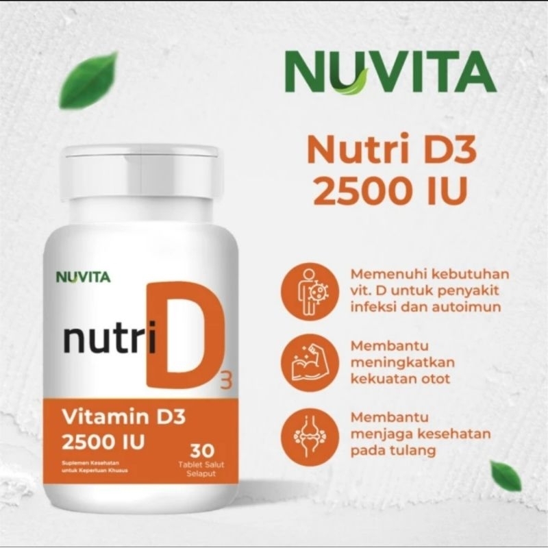 Jual Nutri VITAMIN D3 2500 IU - 30 Tablet Vit D Imun Tubuh by NUVITA 2500IU | Shopee Indonesia