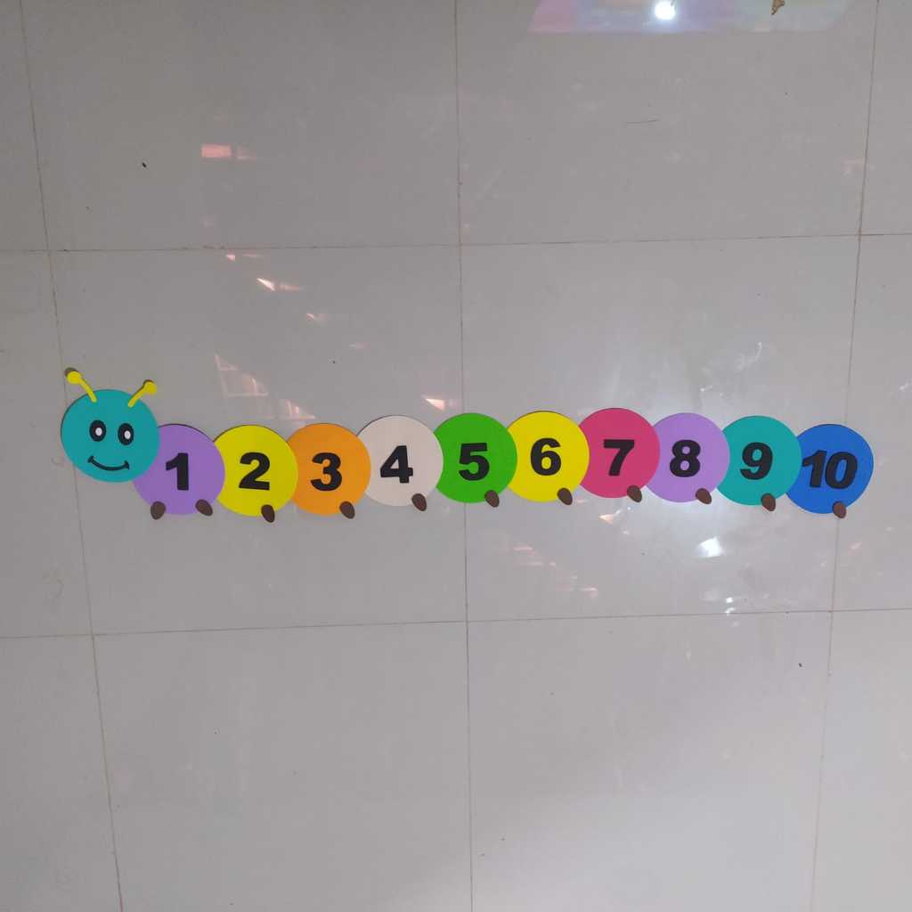 Jual Hiasan Dinding Tempel Edukasi Angka 1-10 Motif Bentuk Ulat ...