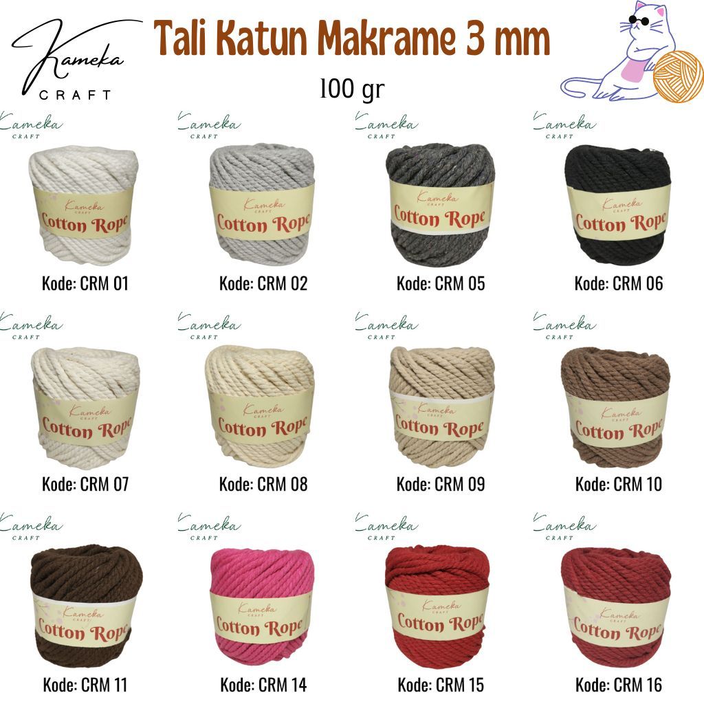 Jual Benang Tali Katun Macrame 3 mm (CRM) | Shopee Indonesia